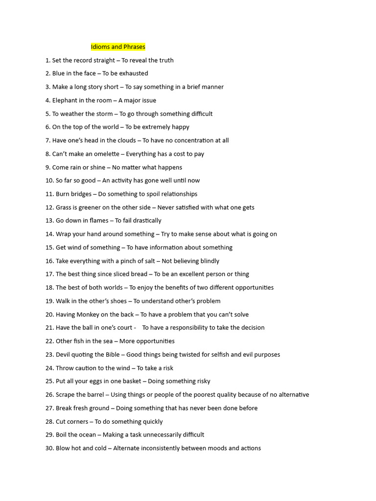 Idioms and Phrases 8 | PDF