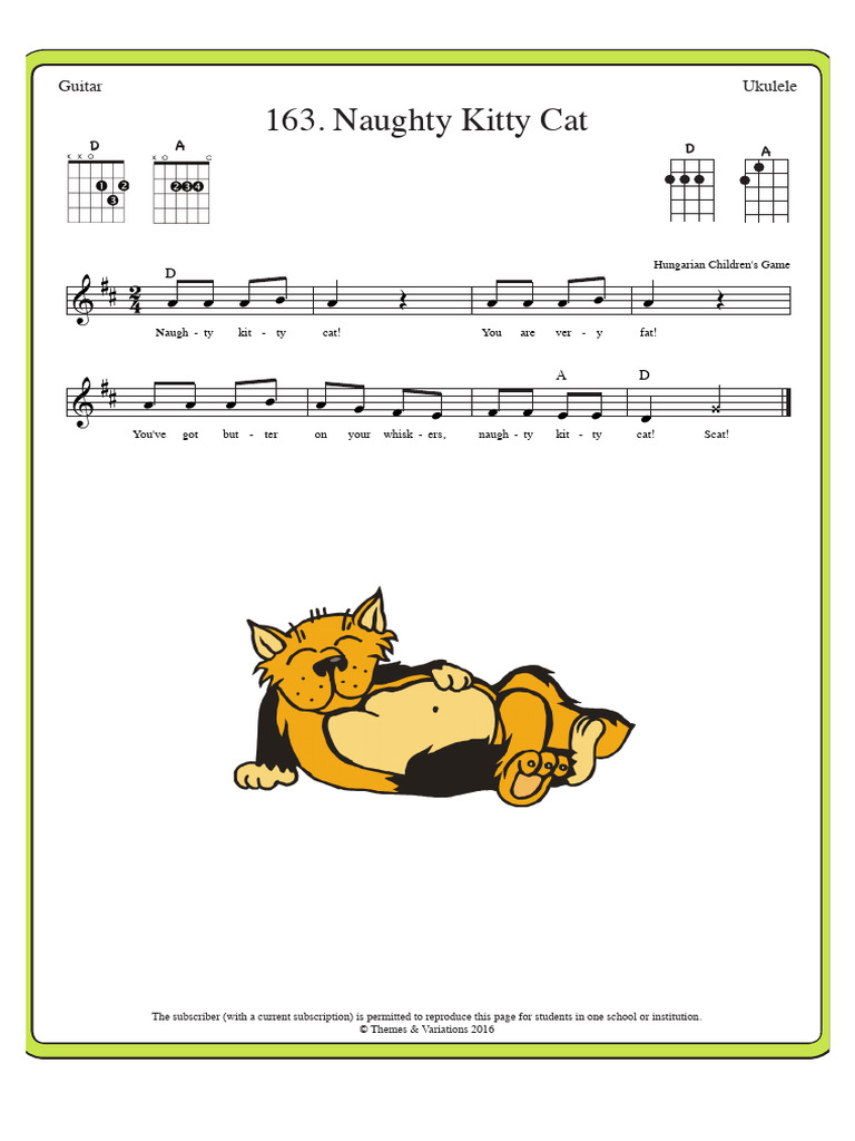 Naughty Kitty Cat Ukulele and Guitar | PDF