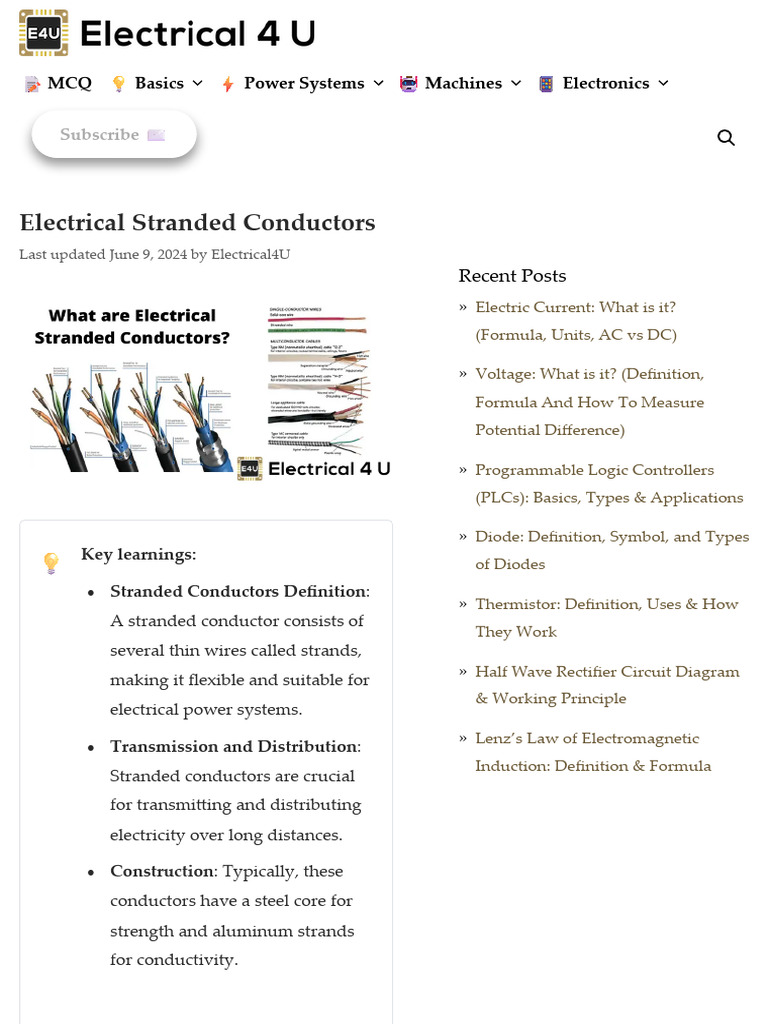 Stranded Conductors: Definition & Uses | PDF | Electrical Conductor ...