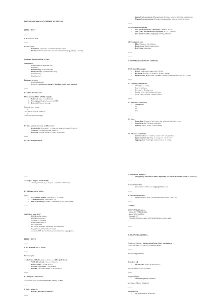 Database Management Systems Overview | PDF | Relational Model | Databases