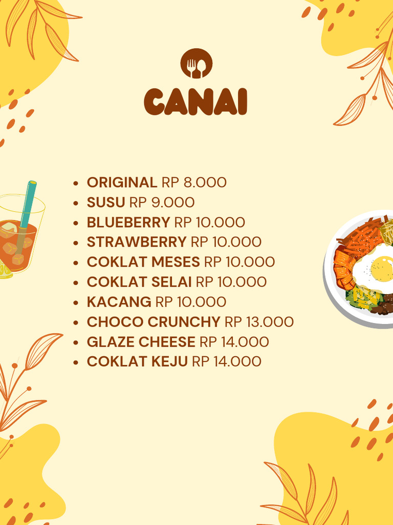 Yellow Illustrative Cafe Menu | PDF