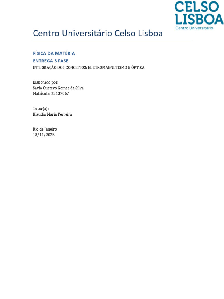 Fisica Da Materia 3 Fase Entrega de Arquivo | PDF