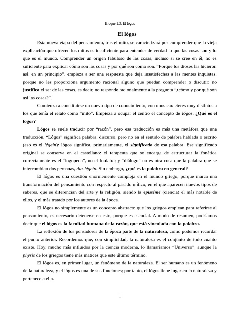 El lógos: Razón y Revelación en Grecia | PDF | Logos | Verdad