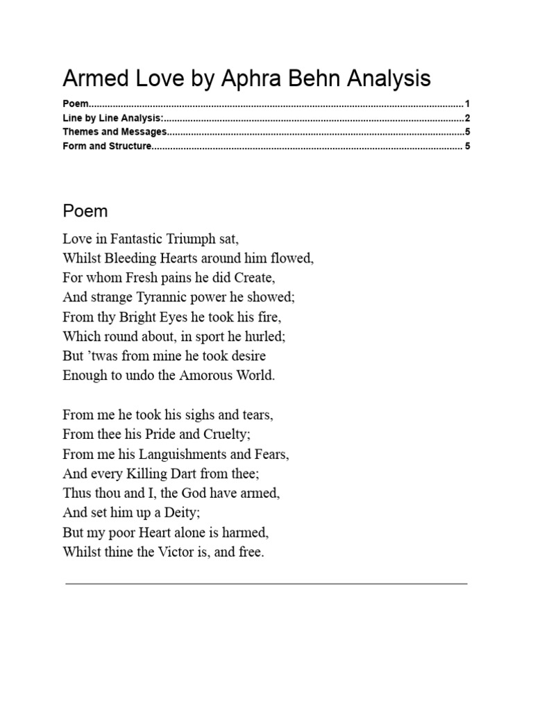 Analysis of Aphra Behn's "Armed Love" | PDF | Cupid