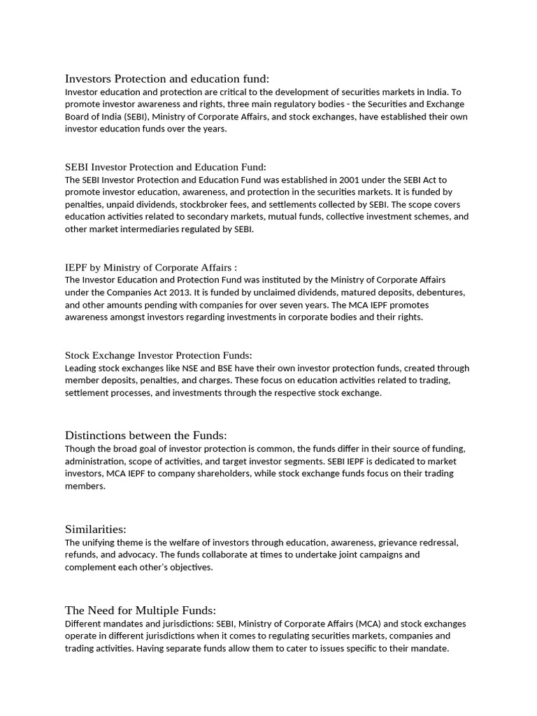 Investors Protection and Education Fund | PDF | Stock Exchange ...