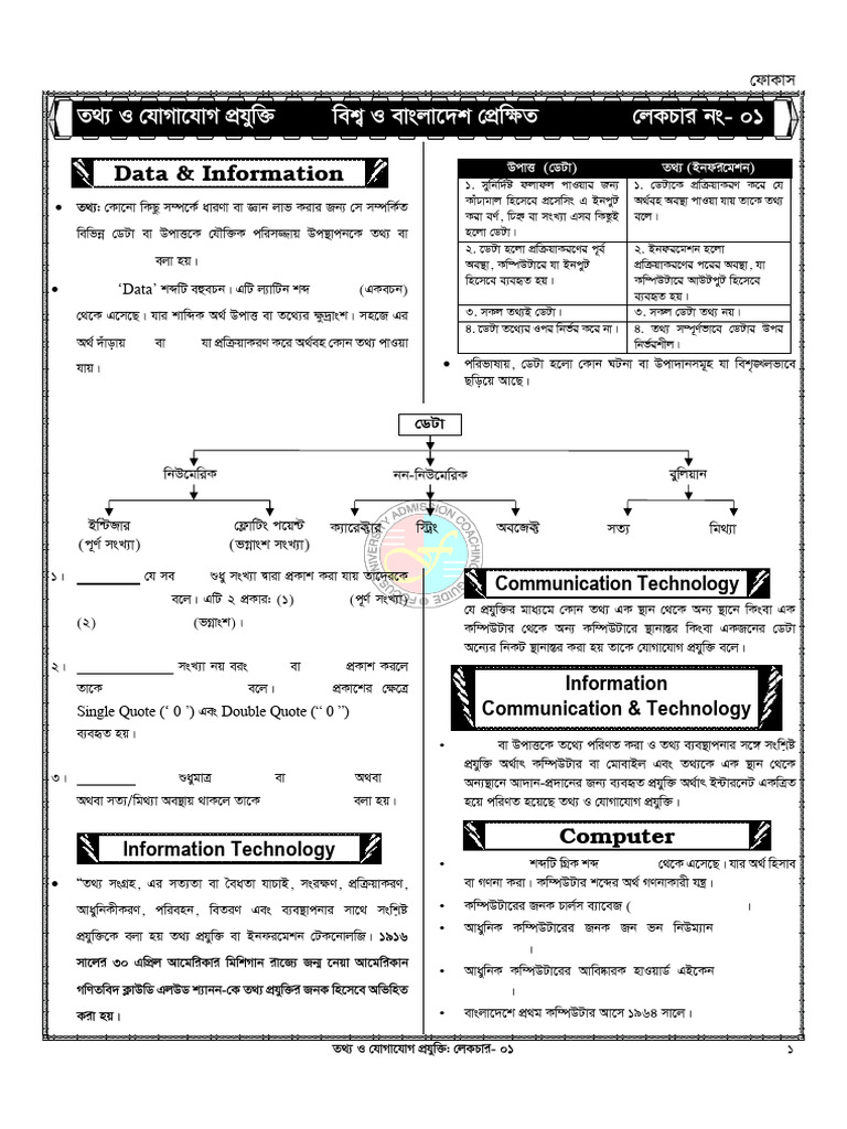 ICT Lecture- 1 | PDF | Computing | Computer Engineering