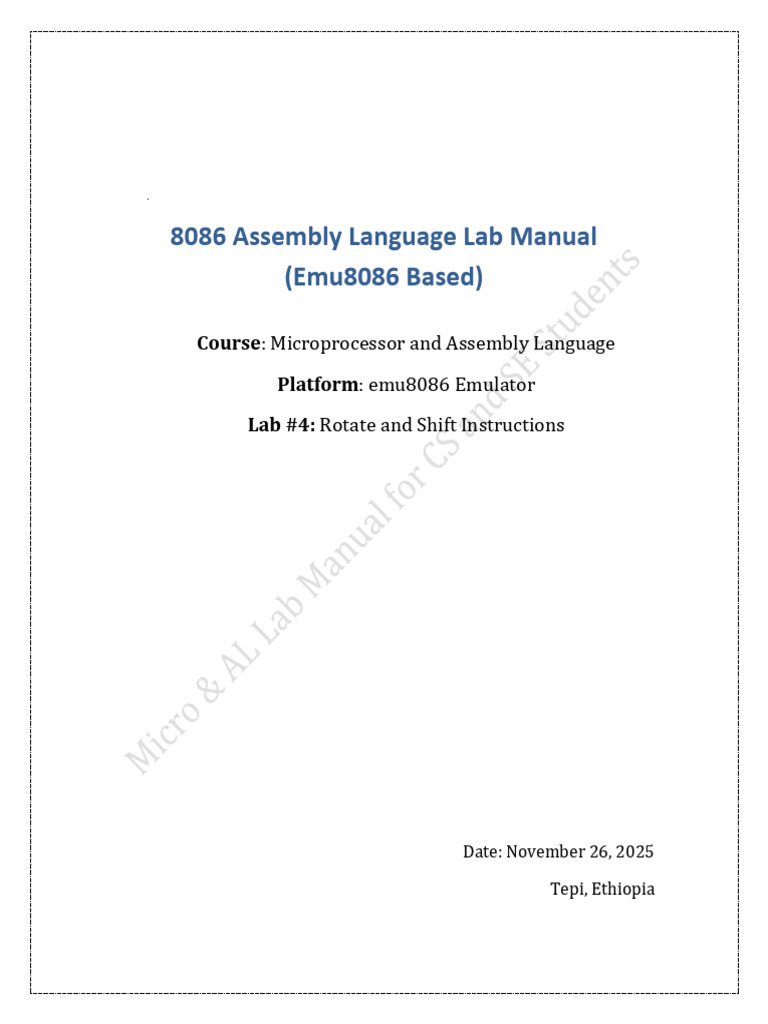 8086 Assembly Lab Manual 4 | PDF | Theory Of Computation | Computer Science