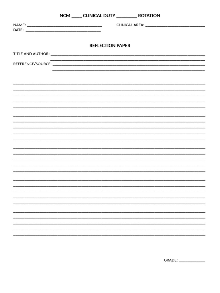 Clinical Duty Rotation Reflection Template | PDF