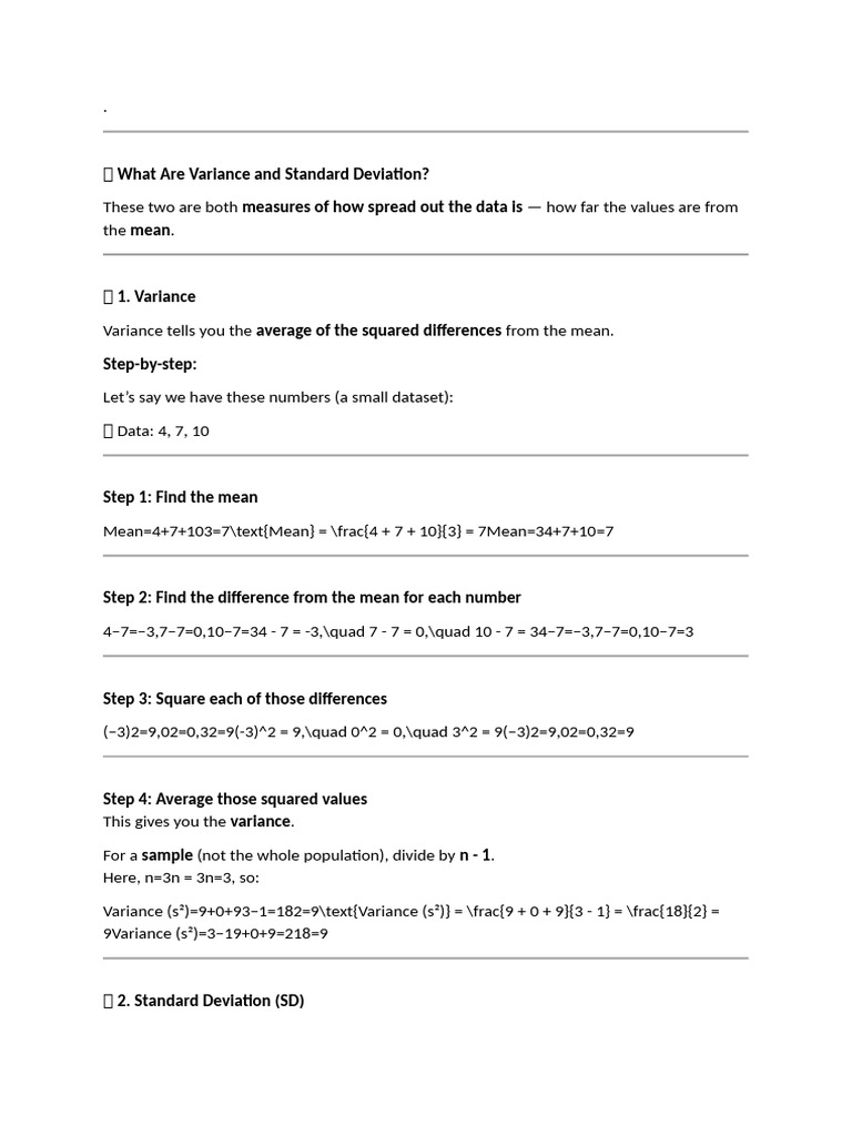 ? What Are Variance and Standard Deviation | PDF