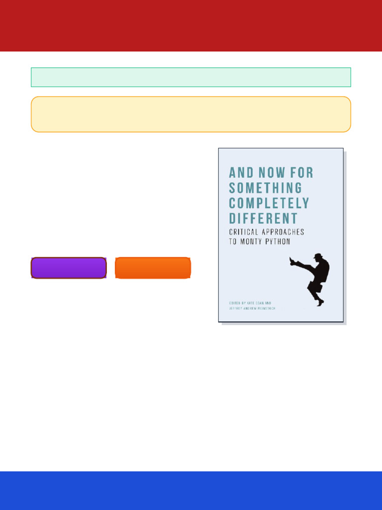 And Now For Something Completely Different Critical Approaches To Monty Python Jeffrey Andrew ...