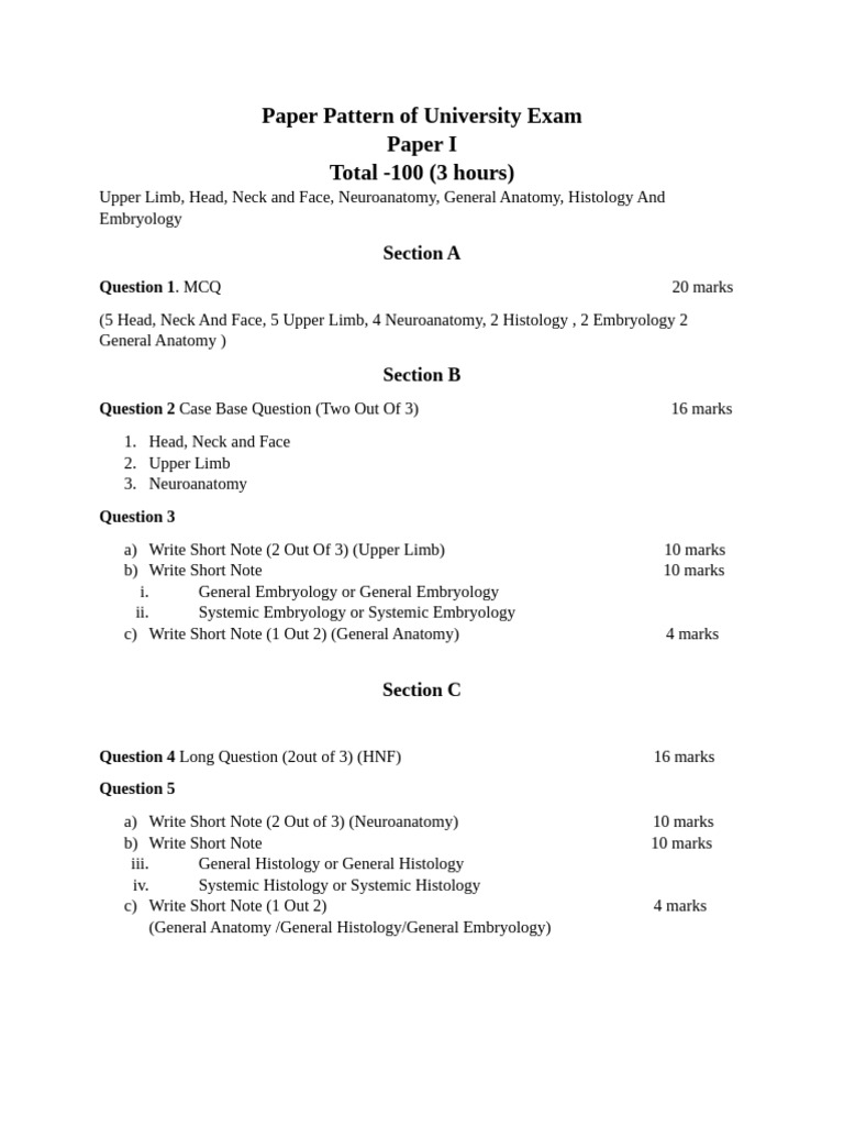 University Exam Paper Pattern Guide | PDF | Chess Openings | Morphology ...
