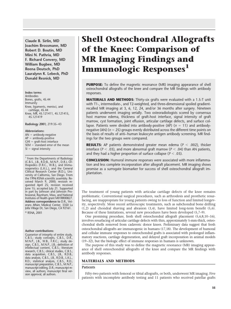 Sir Lin 2001 | PDF | Knee | Magnetic Resonance Imaging