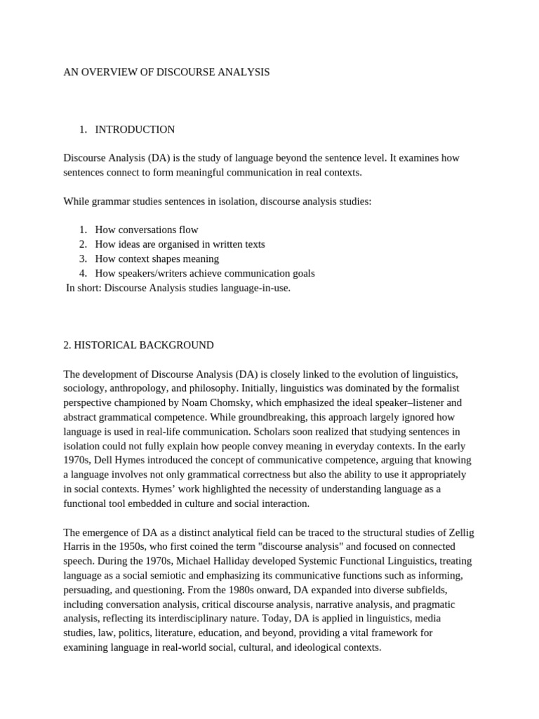 Understanding Discourse Analysis Basics | PDF | Linguistics | Discourse