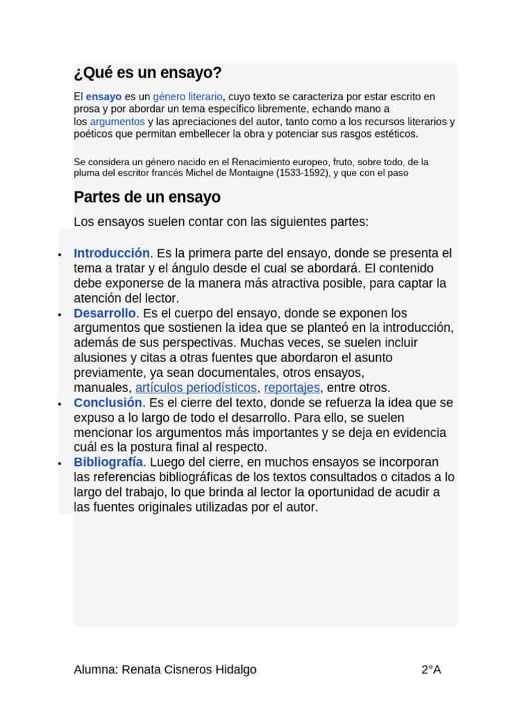 Partes de Un Ensayo | PDF | Ensayos | Entorno natural