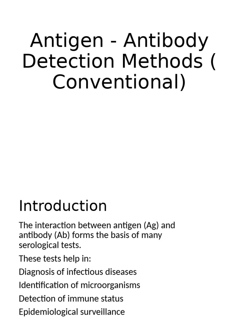 Antigen Antibody Conventional Methods | PDF | Elisa | Antibody