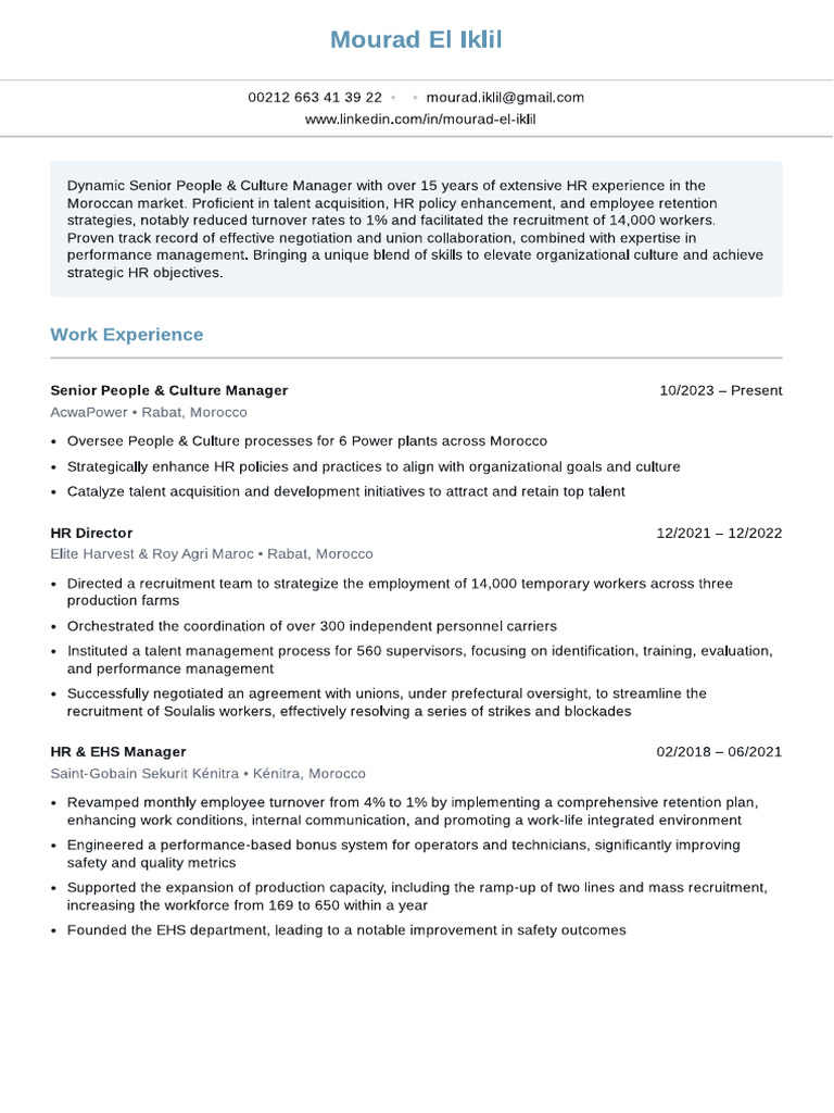 M. EL IKLIL Resume PDF | PDF