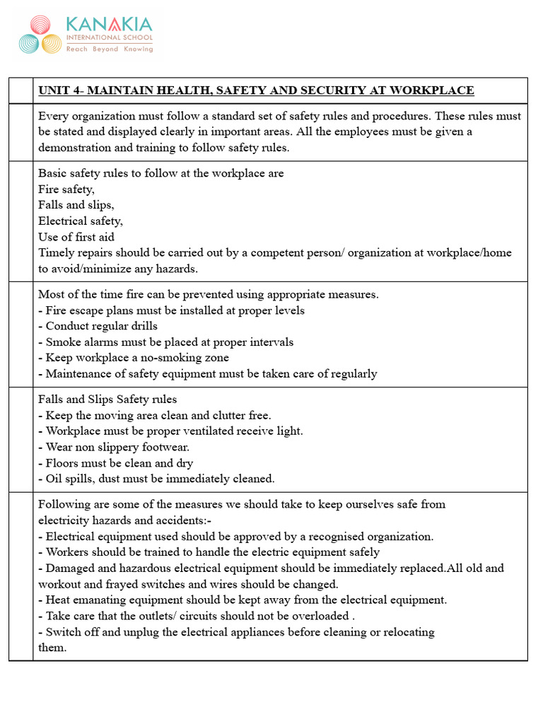 Maintain Health, Safety and Security at Workplace | PDF | Hazards ...