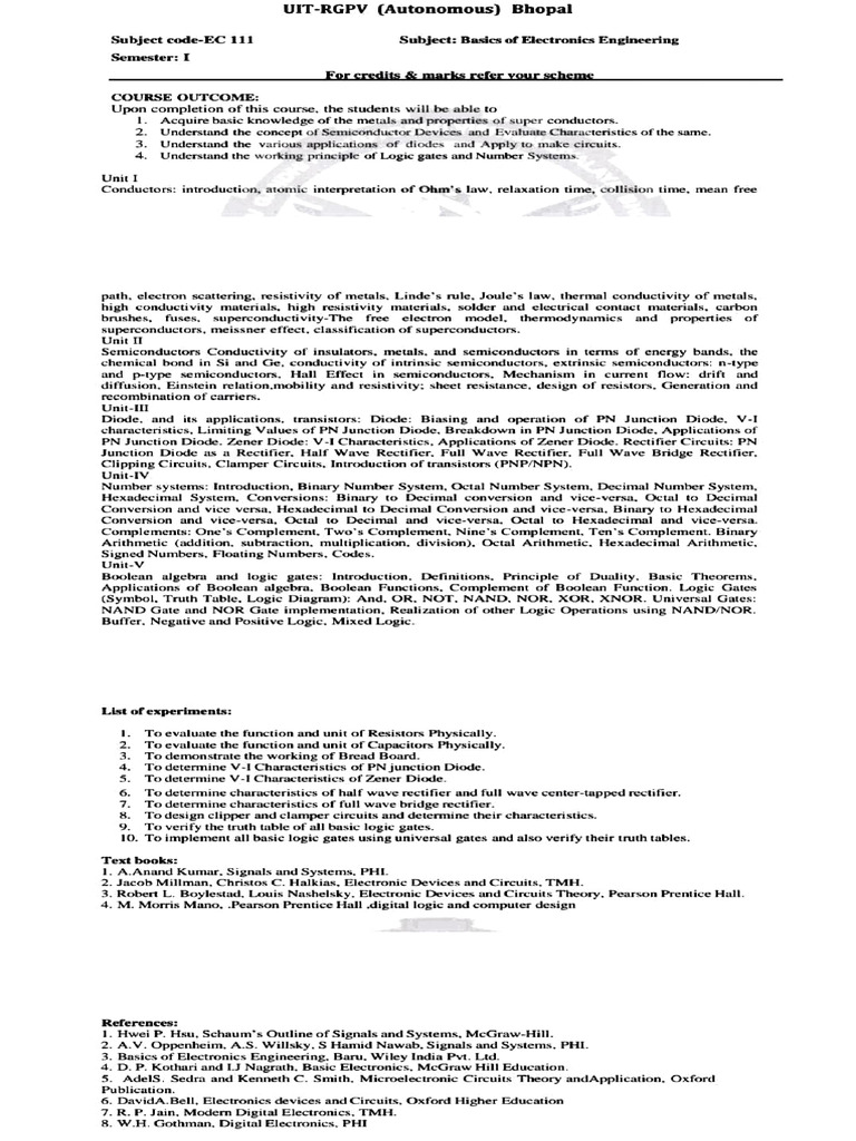 Ece 1st Sem Syllabus | PDF | Frequency Modulation | Semiconductors