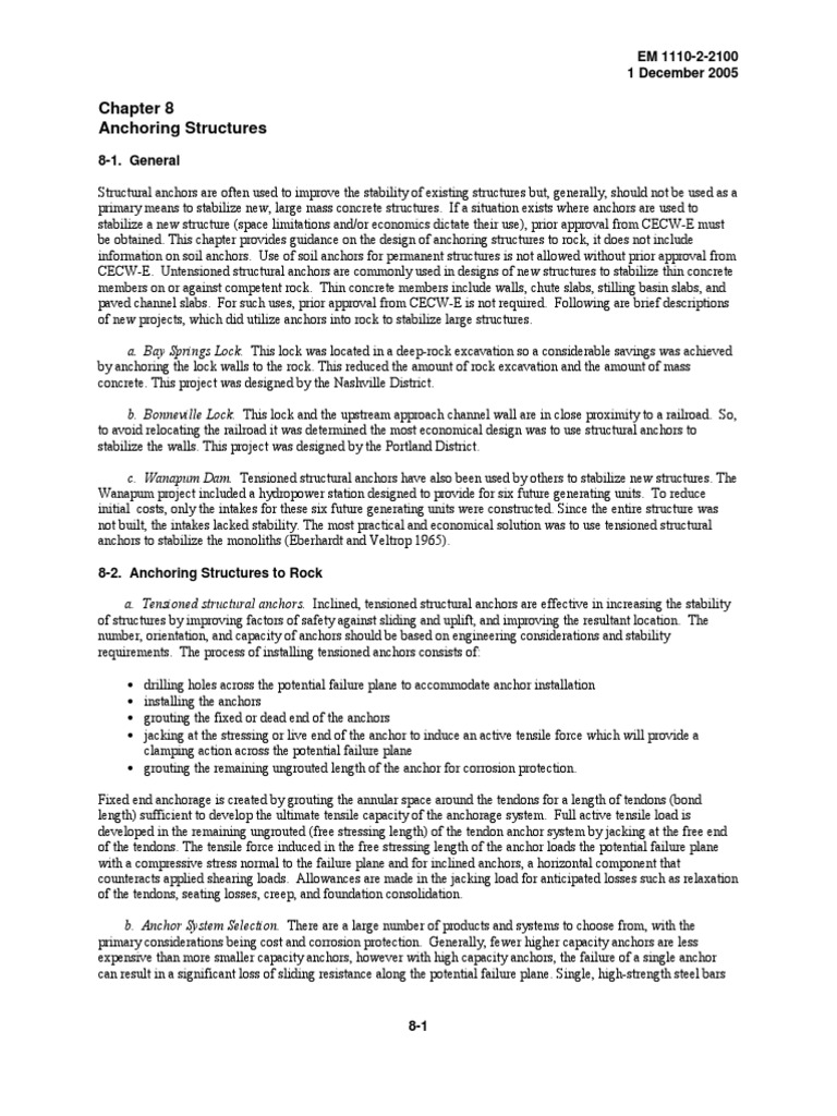 Design Guidance for Anchoring Structures to Rock | PDF | Prestressed ...