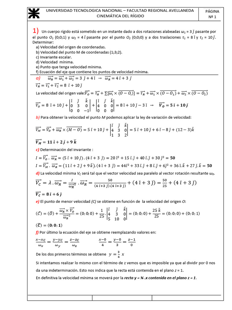 MR U 3 Cinemática Del Rígido TP3 Resueltos | PDF | Cinemática | Velocidad