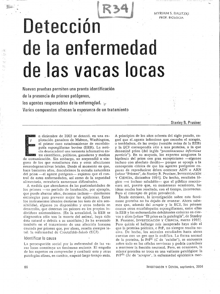 34 - Deteccion de La Enfermedad de Las Vacas Locas | PDF
