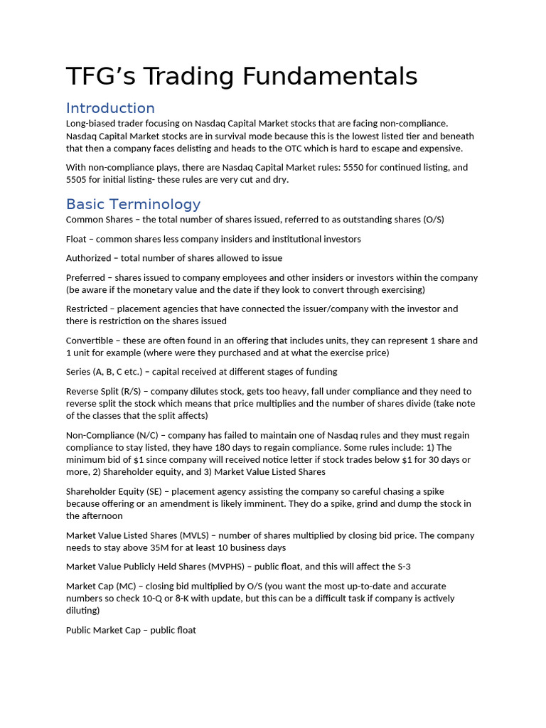 Nasdaq Trading Fundamentals Guide | PDF | Securities (Finance) | Stocks
