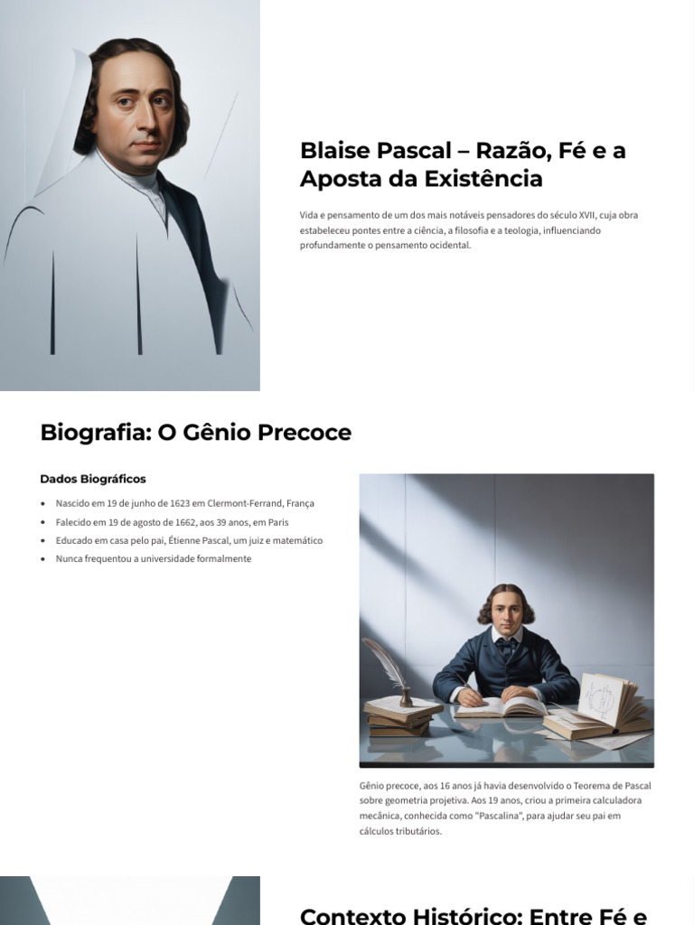 Blaise Pascal: Fé, Razão e Aposta | PDF | Existencialismo | Deus