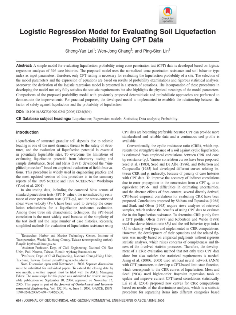 Lai Et Al 2006 Logistic Regression Model for Evaluating Soil ...