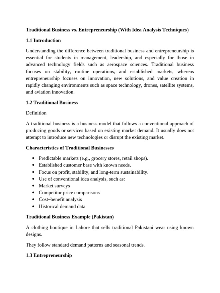 Traditional Business Vs | PDF | Entrepreneurship | Fast Food