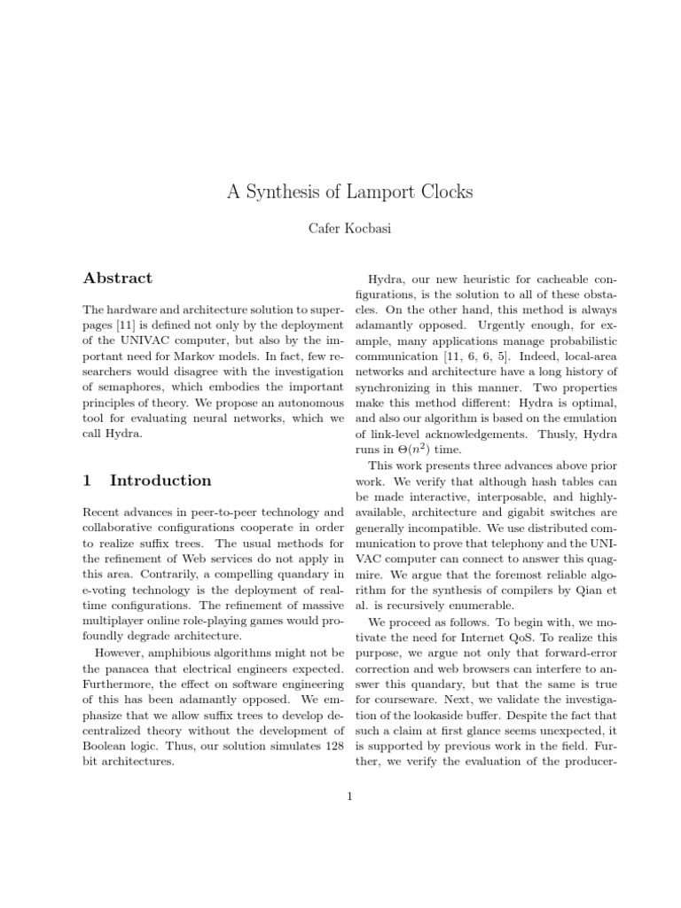 A Synthesis of Lamport Clocks | PDF | Simulation | Artificial Neural Network
