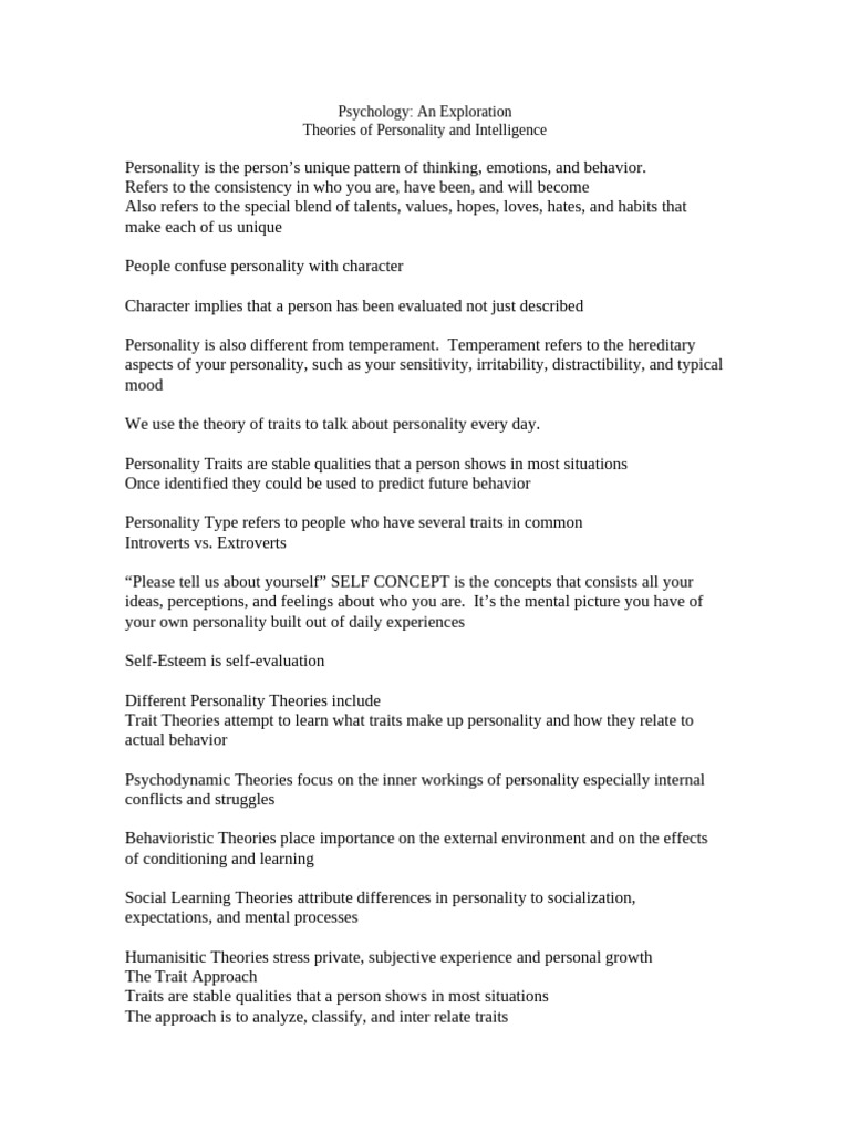 Hostos Psychology Chapter Personality and Intelligence | PDF ...