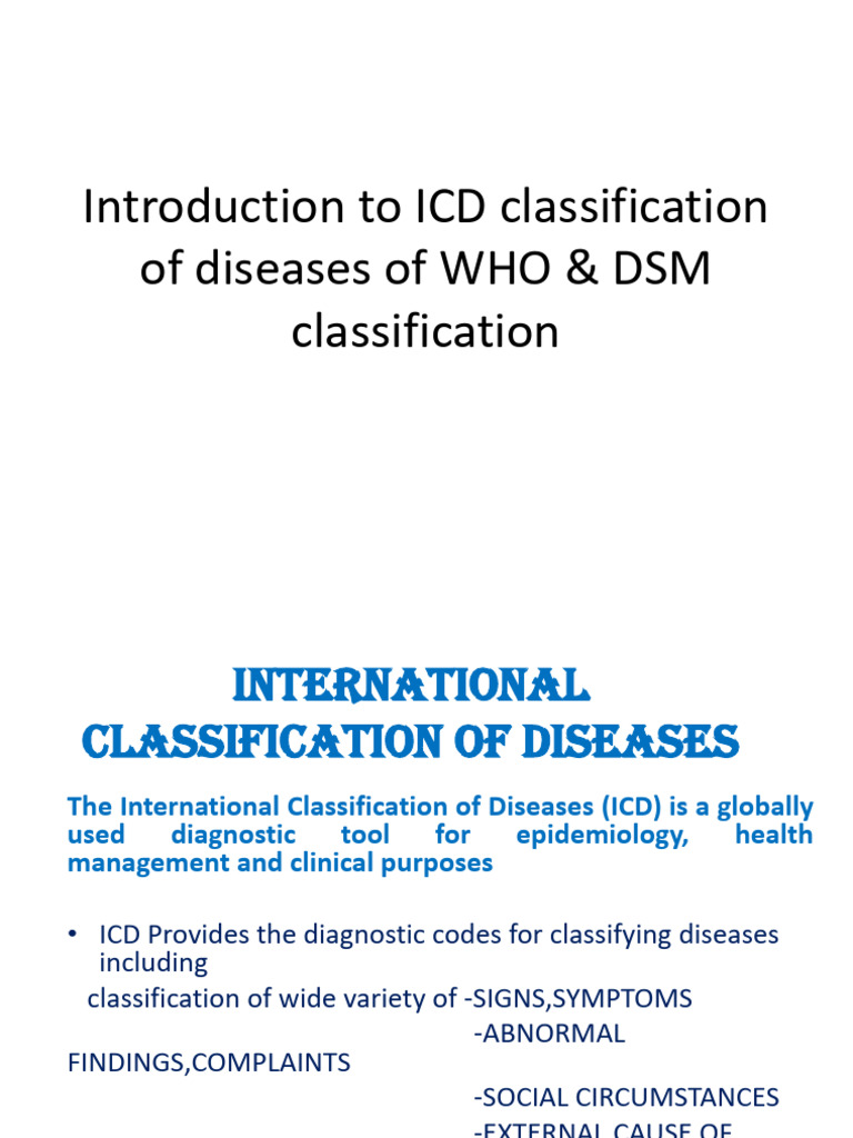 Introduction To ICD Classification of Diseases of WHO - 045245 | PDF ...
