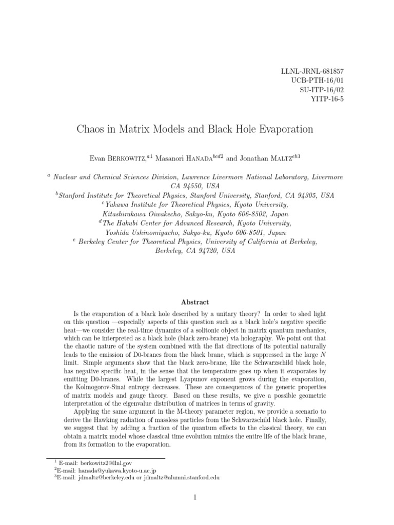 Chaos and Black Hole Evaporation Dynamics | PDF | String Theory | Black ...