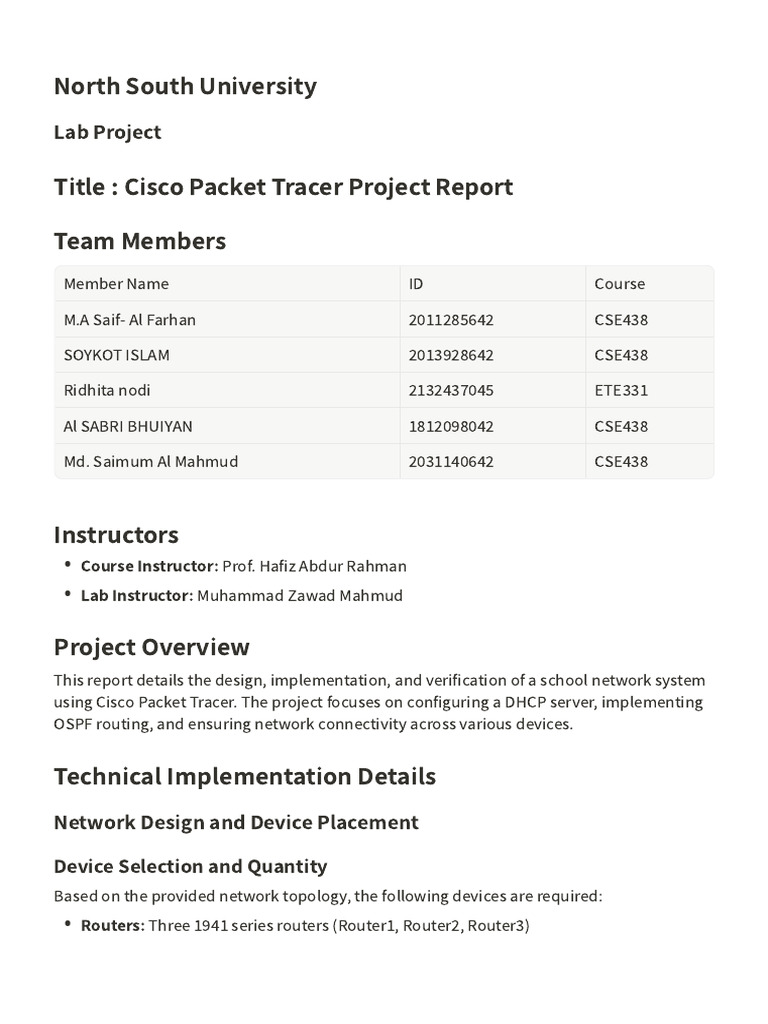Cisco Packet Tracer Project Report-1 | PDF | Ip Address | Computer Network