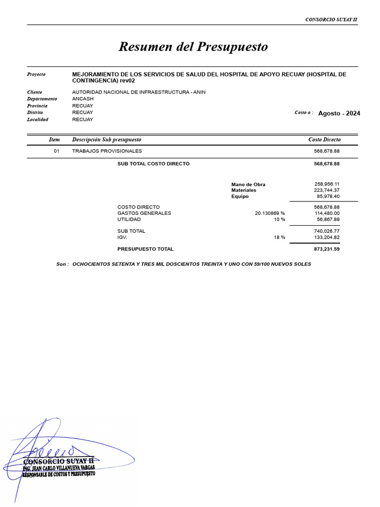 Pto Referencial INTERVENCION HCR RECUAY 13.08.24 | PDF | Hormigón | Material compuesto
