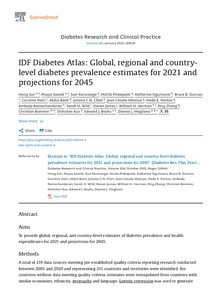 IDF Diabetes Atlas - Global, Regional and Country-Level Diabetes ...