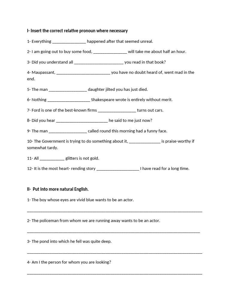 Relative Pronouns | PDF