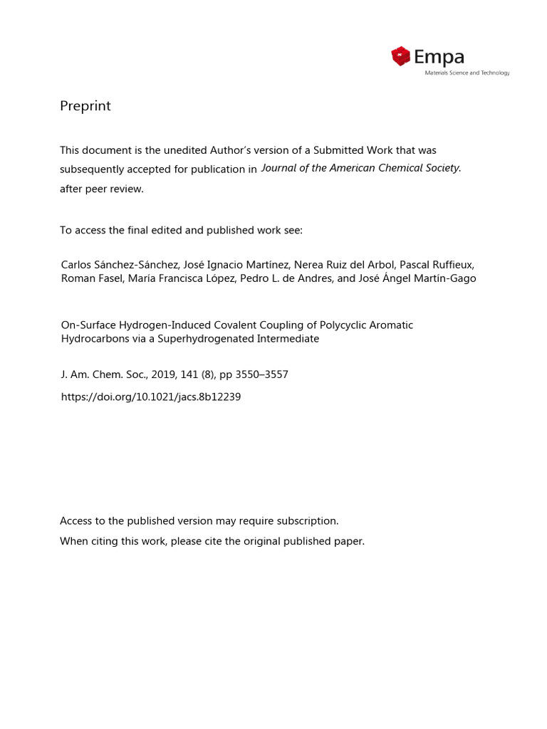 Covalent Coupling of PAHs via Hydrogen | PDF | Chemical Reactions ...