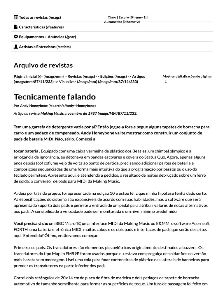 Tecnicamente Falando (MM Nov 87) | PDF