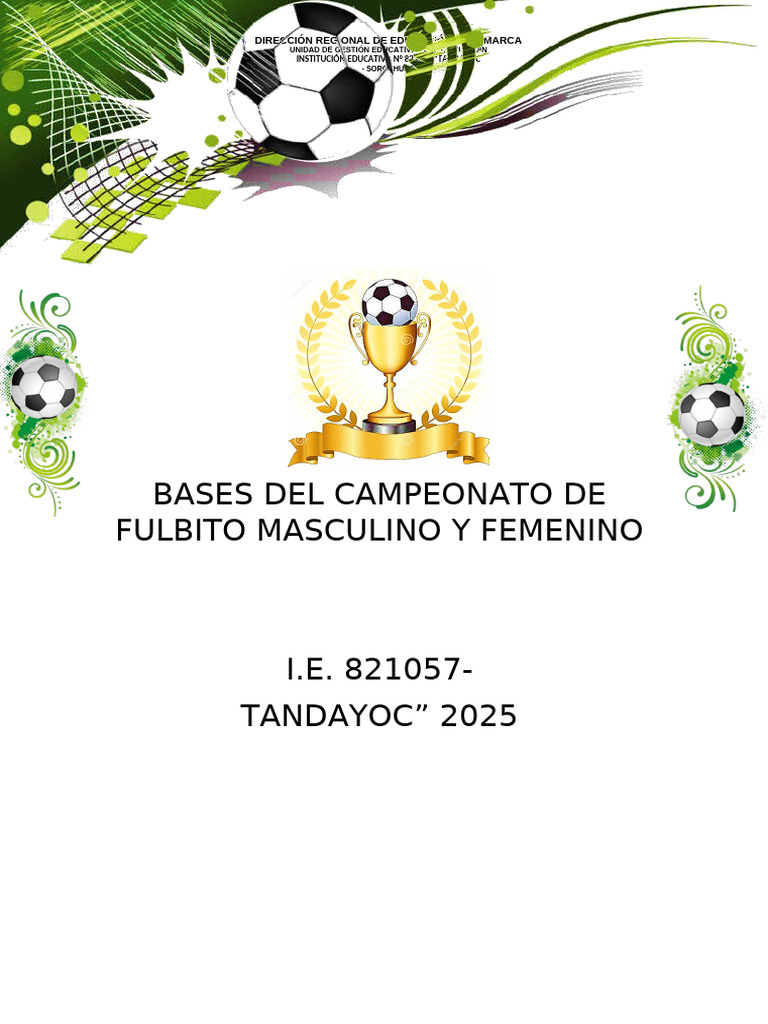 Bases Campeonato Fulbito I.E. Tandayoc 2025 | PDF | Deportes
