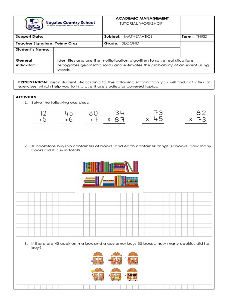 2nd Grade - Maths - Tutorial Workshop - Third Term | PDF