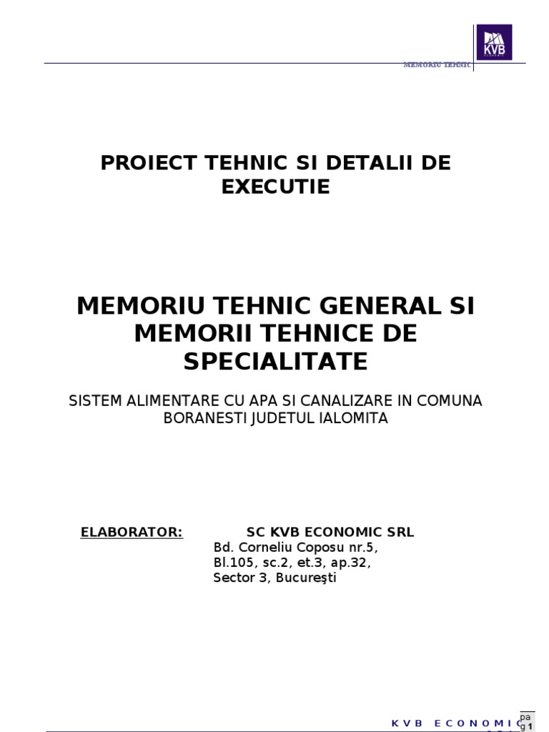 Memoriu Tehnic | PDF