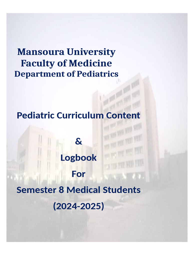Pediatric Curriculum Logbook for Semester 8 | PDF | Cirrhosis ...