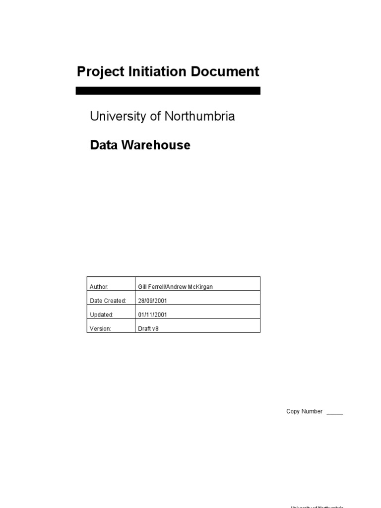 Pid Example Northumbria Datawarehouse | PDF | Project Management | Data ...