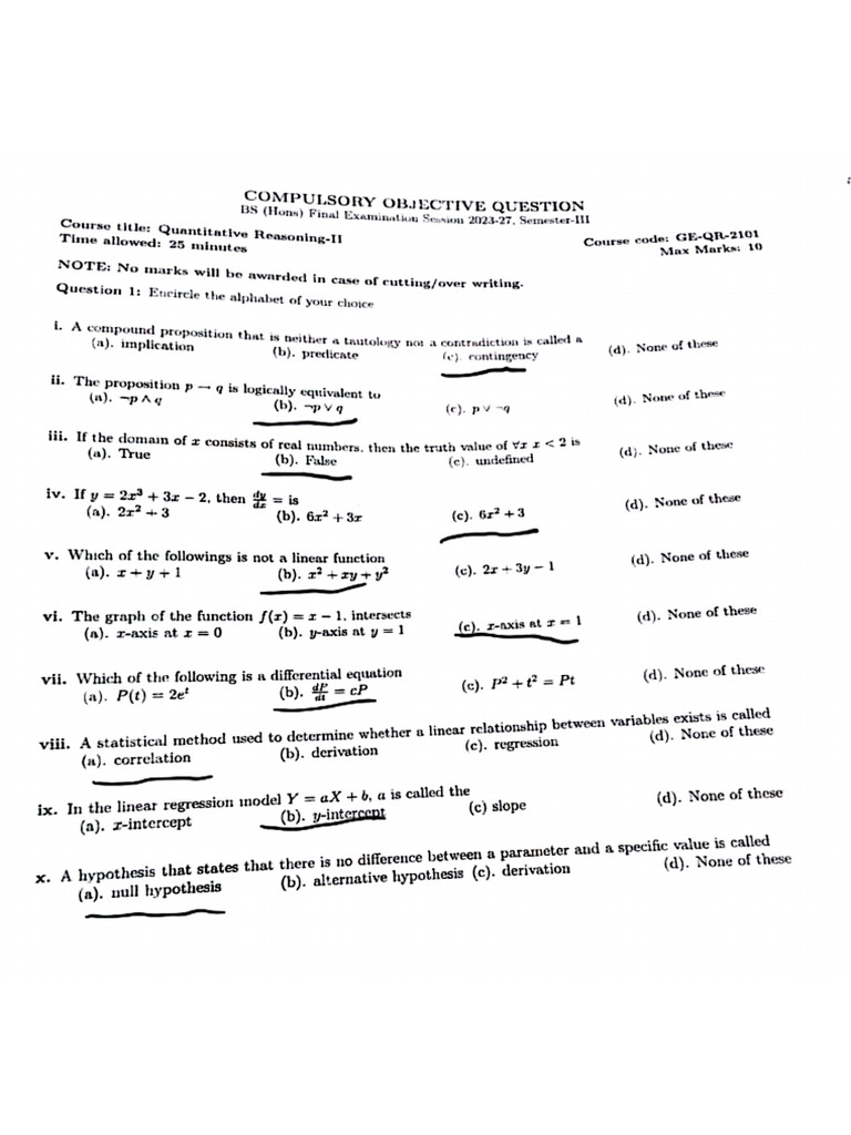 QRII Past Paper | PDF