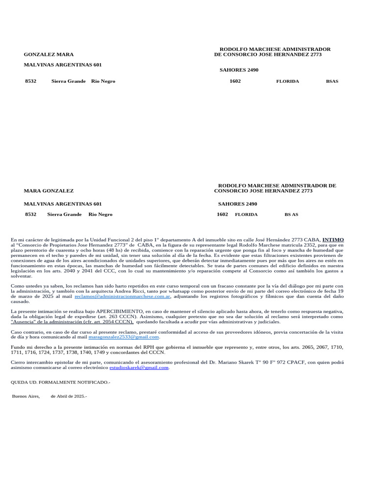 Carta Documento Mara | PDF