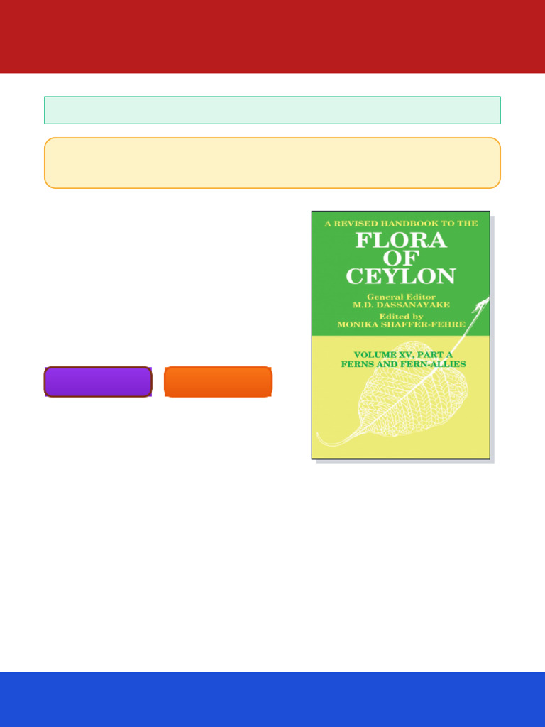 A Revised Handbook To The Flora of Ceylon Vol XV Part A Ferns and Fern ...
