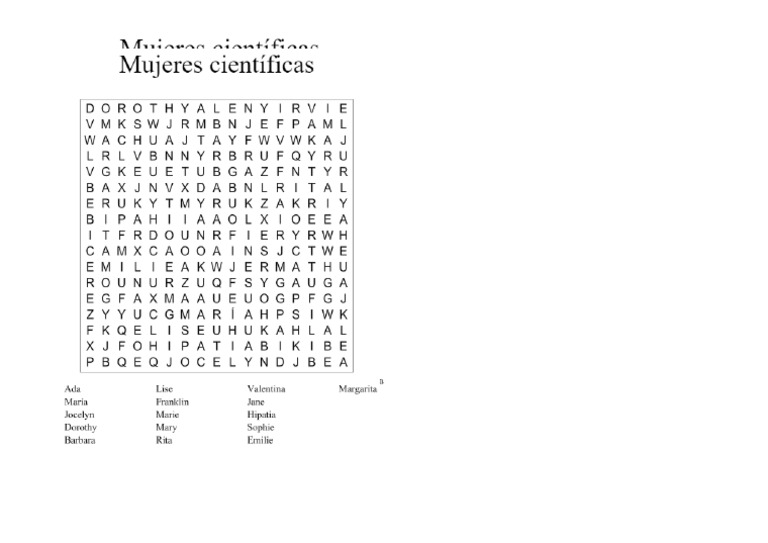 Sopa de Letras Mujeres Ciencia | PDF