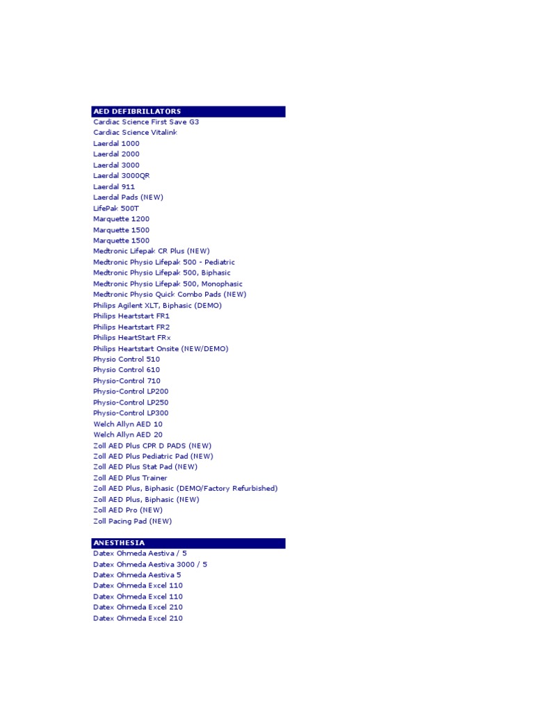 Medical Equipment Overview | PDF