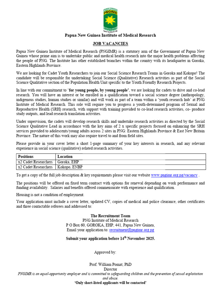 Job Advertisement On Internship Pro | PDF | Papua New Guinea